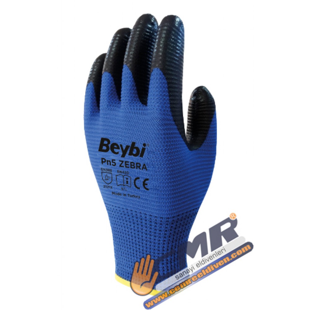 Beybi Pn5 Zebra Nitril Eldiven - Mavi